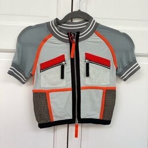 Diesel | Tops | Diesel Gray Nylon And Mesh Zip Up Crop Top | Poshmark